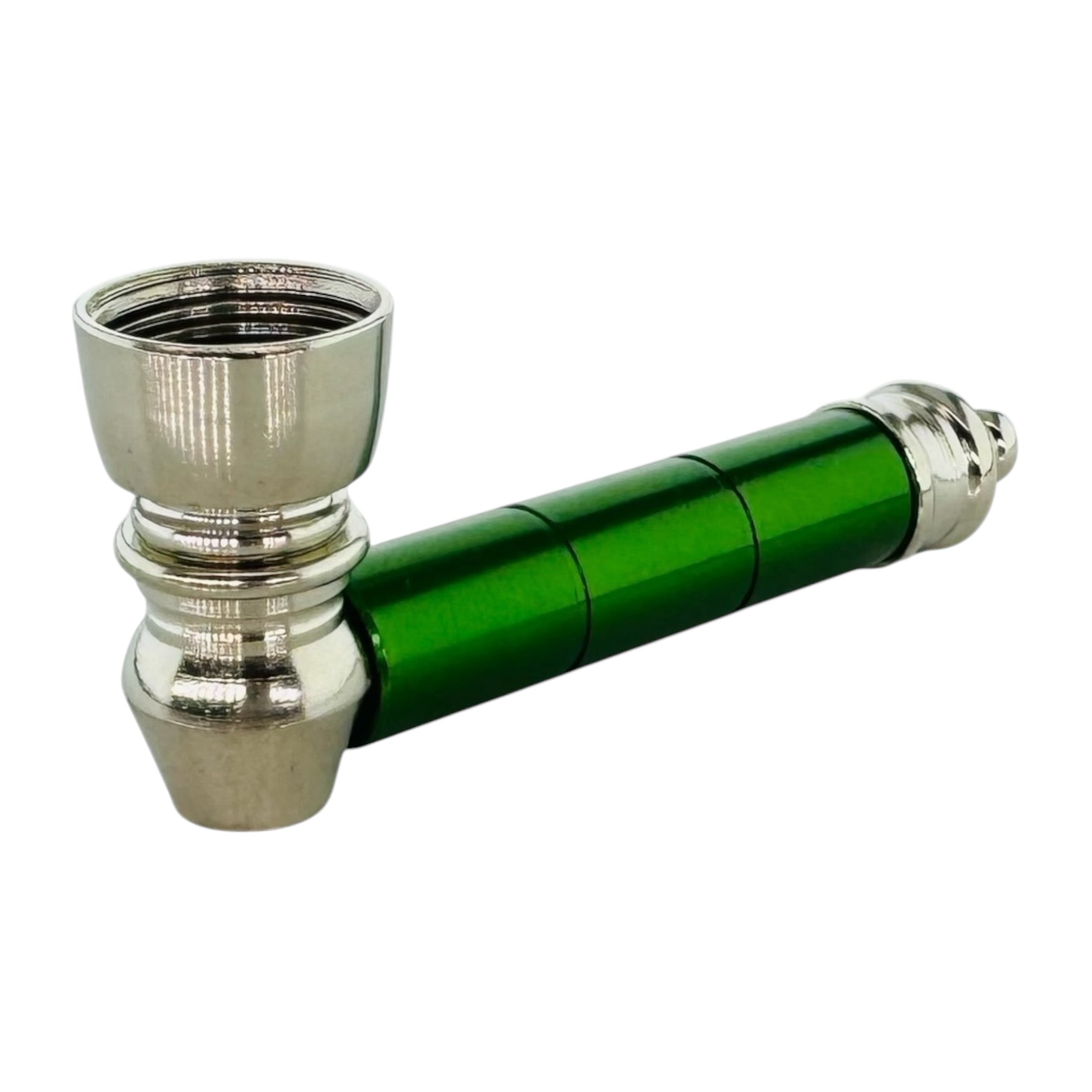 Metal Hand Pipes - Silver & Green Basic Aluminum Metal Pipe With Small