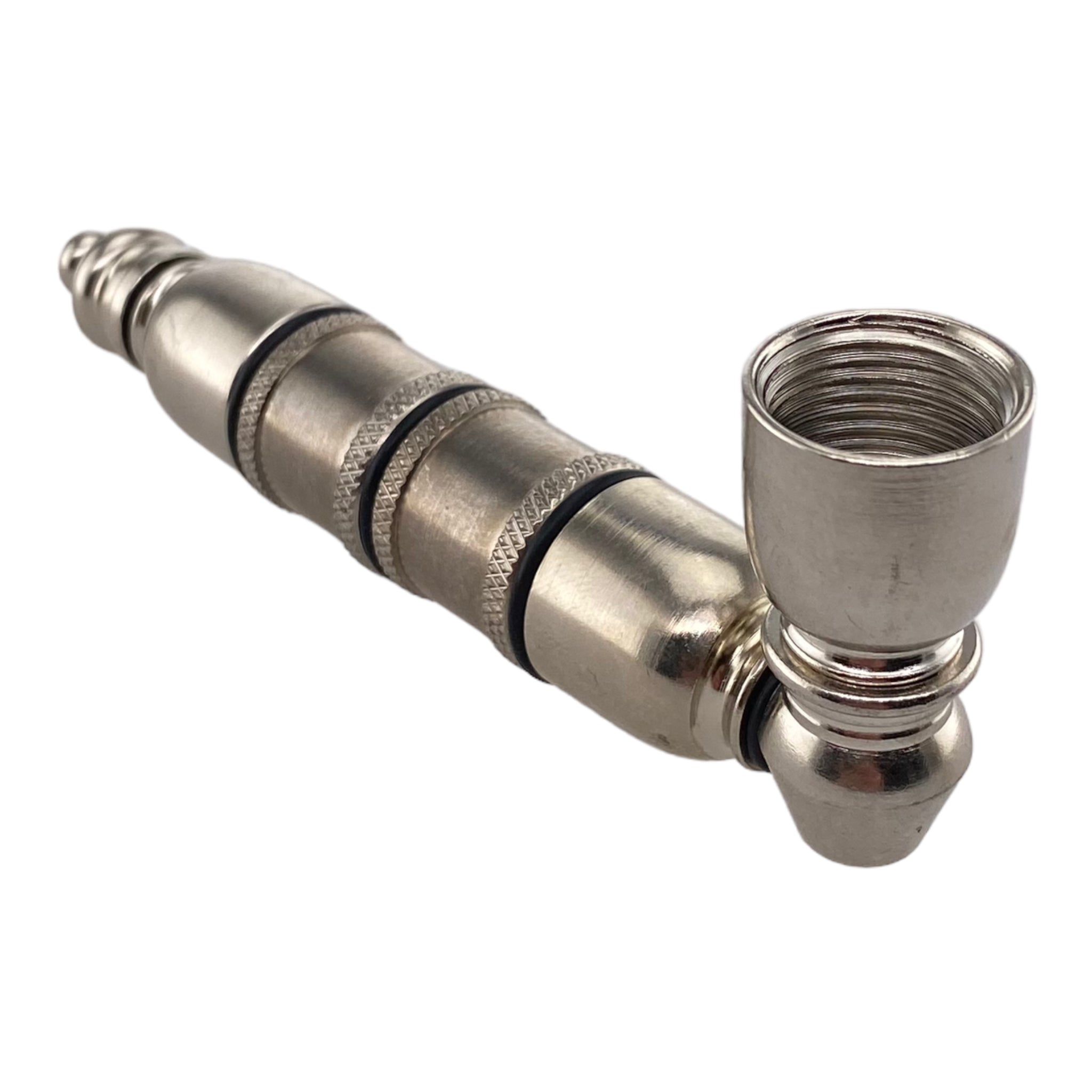 Metal Hand Pipes - Silver Extra Large Chamber Hand Pipe