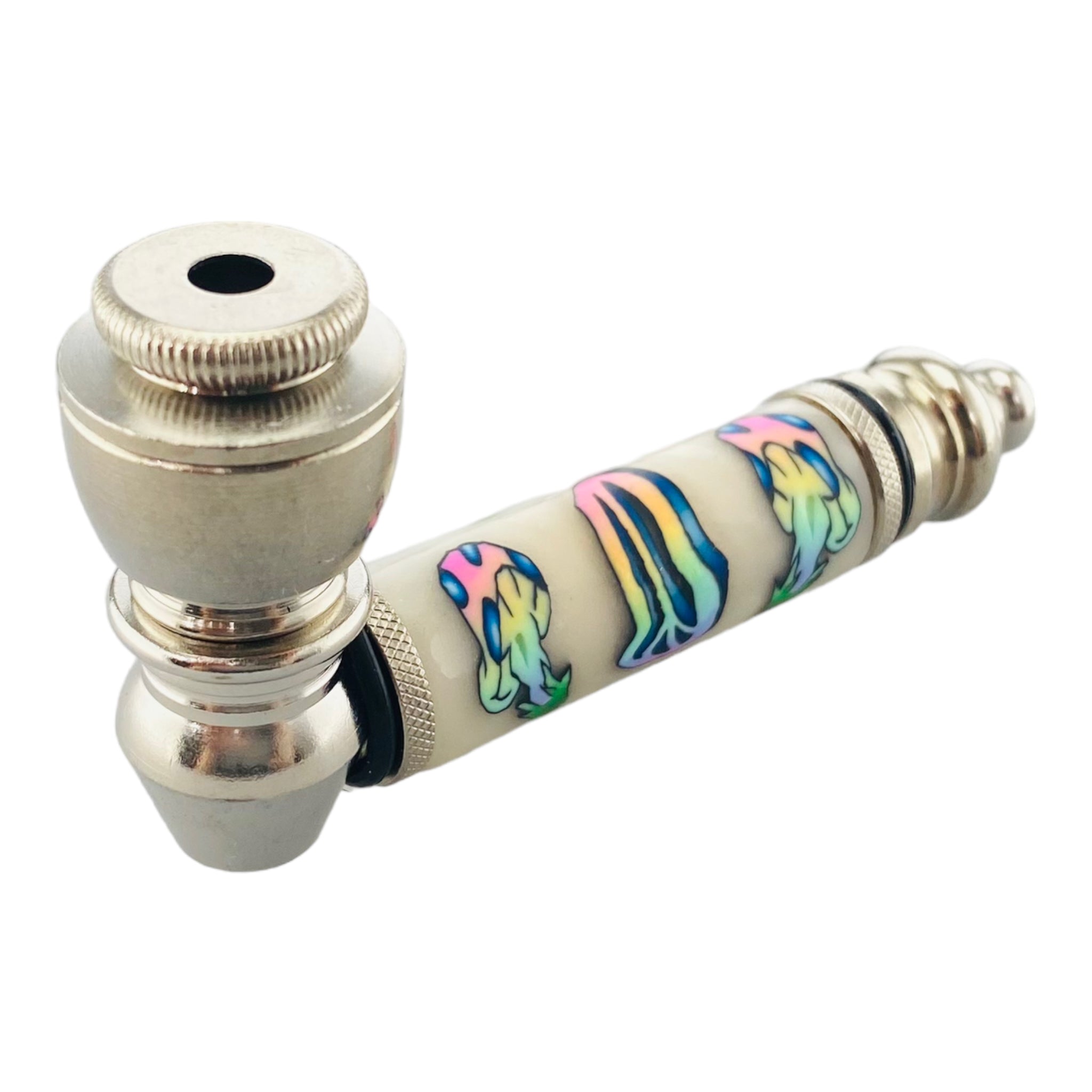 Metal Hand Pipes - Silver Chrome Hand Pipe With Rainbow Fade Magical M