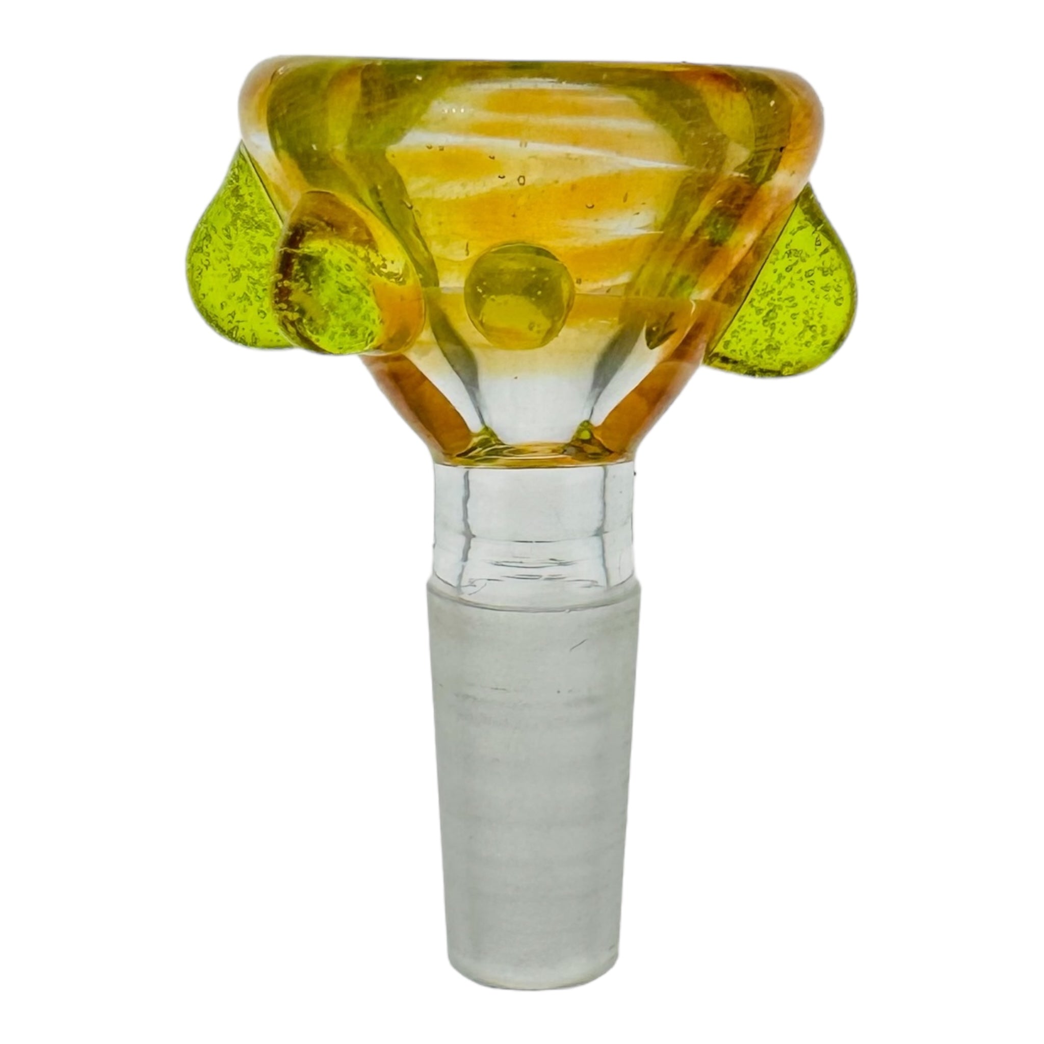 Arko Glass 10mm Flower Bowl Tuscan Orange Bowl With Hatorade Green Dot