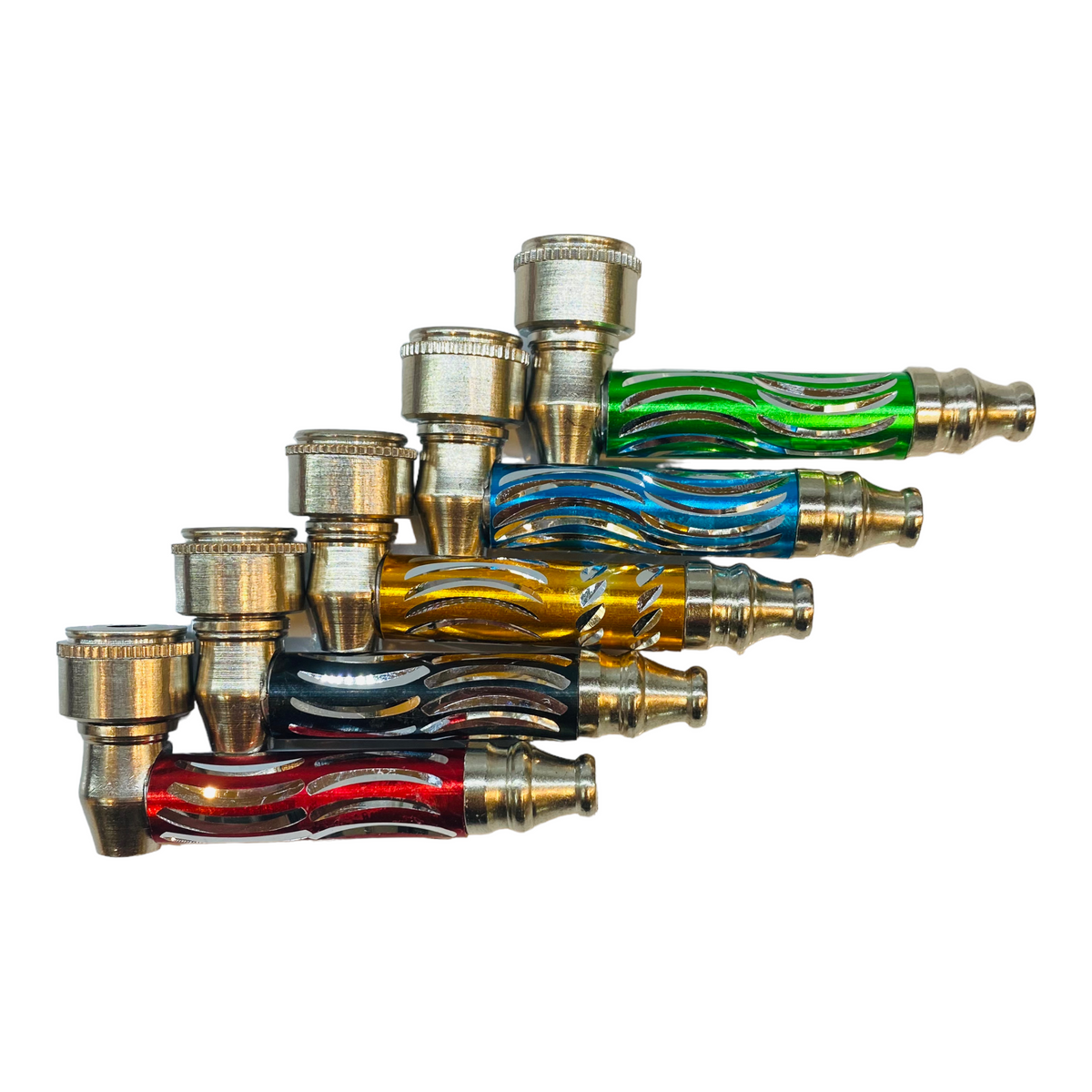 Metal Hand Pipes - Zinc Aluminum Metal Pipe With Etched Stem