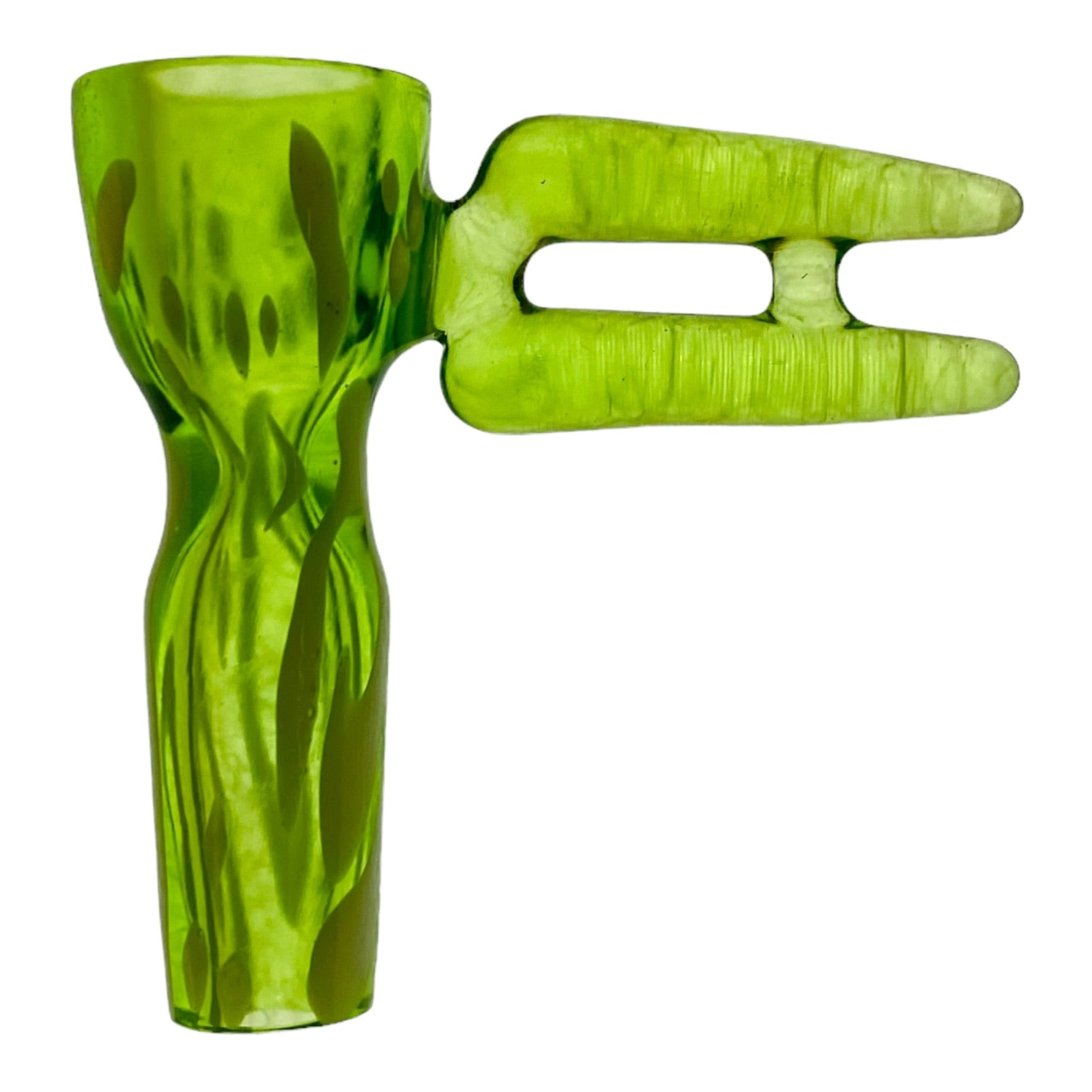 Optera Glass - Green With White Spots And Green Handle - 14mm Bowl Pie